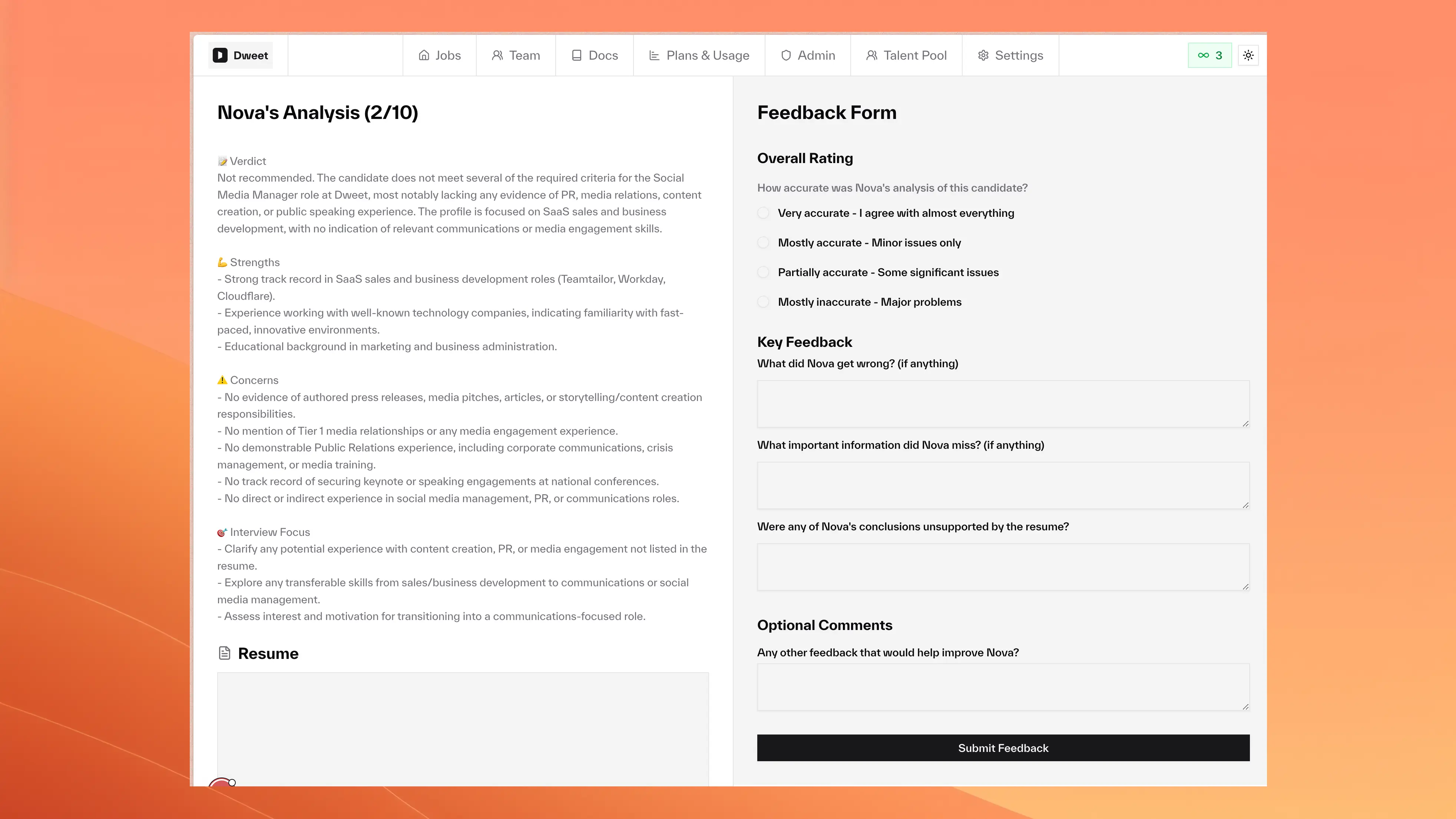 Nova Feedback System - Nova